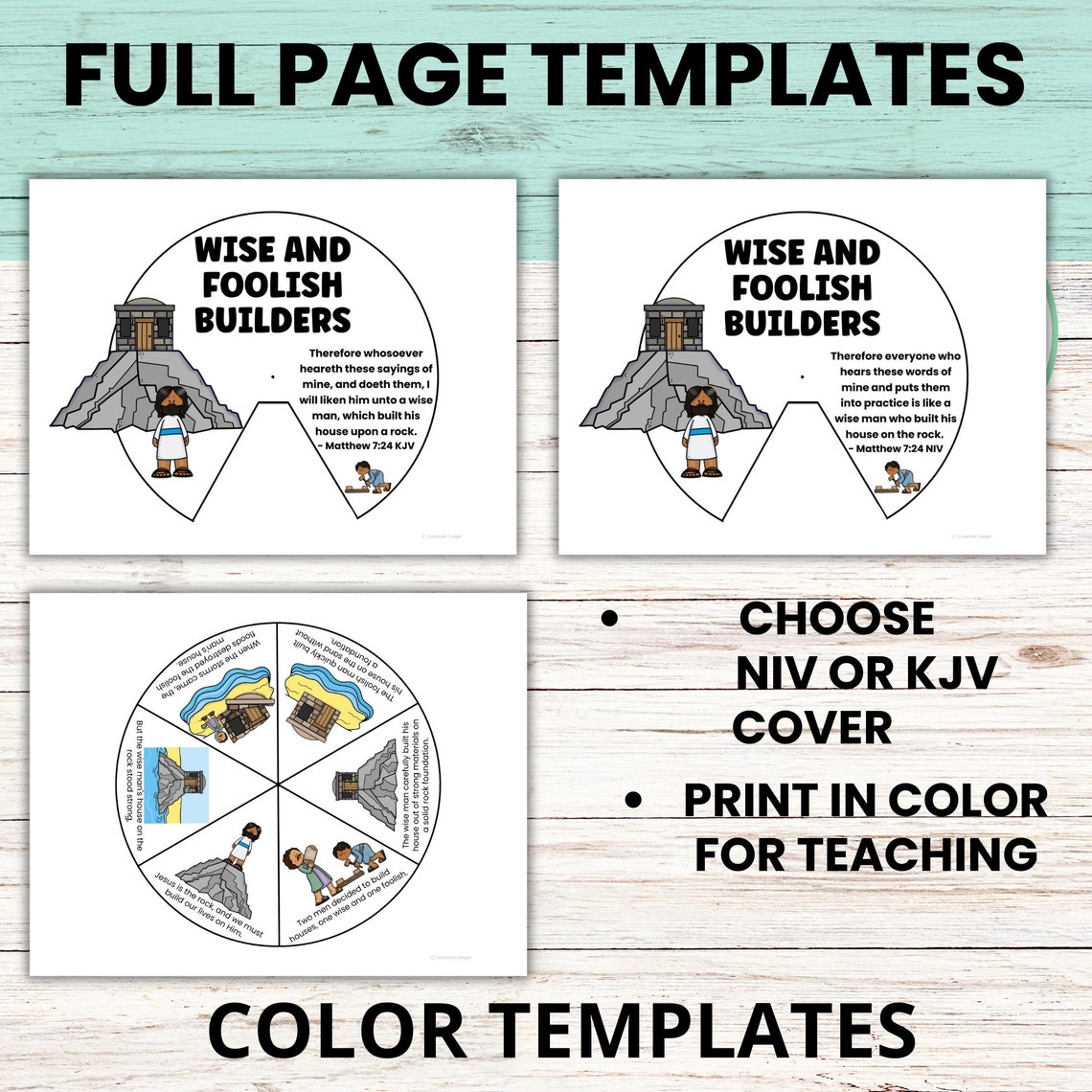 Parable of the Wise and Foolish Builders Sunday School Bible Wheel ...