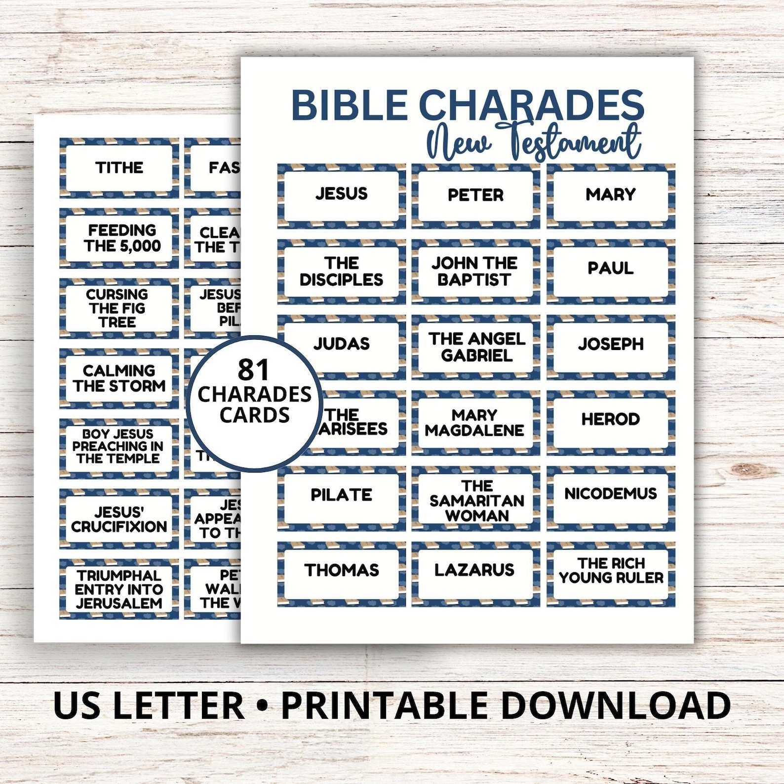 New Testament Bible Charades Game, Bible Game for Kids and Adults ...