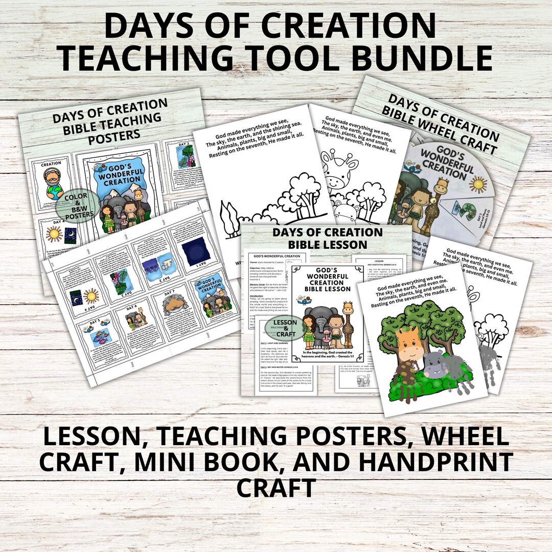 Days of Creation Sunday School Bible Teaching Lesson and Craft Bundle ...