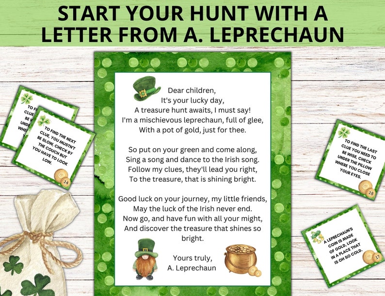 St. Patrick's Day Indoor Scavenger Hunt, St. Patricks Day Treasure Hunt ...