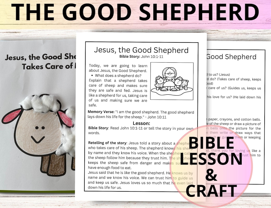 Jesus the Good Shepherd Bible Lesson, John 10:1-16 Bible Story Craft ...