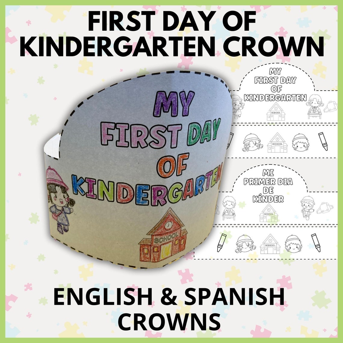 First Day of Kindergarten Crown Craft Activity Printable - Etsy