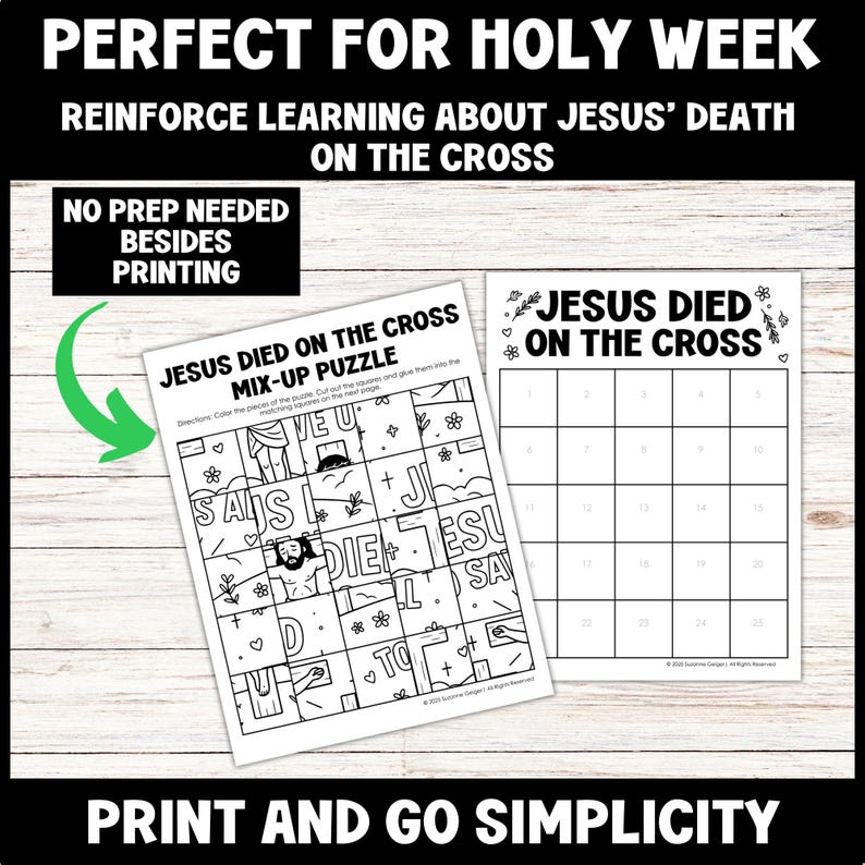 Jesus Died on the Cross Coloring Bible Craft, Good Friday Bible Mixed ...