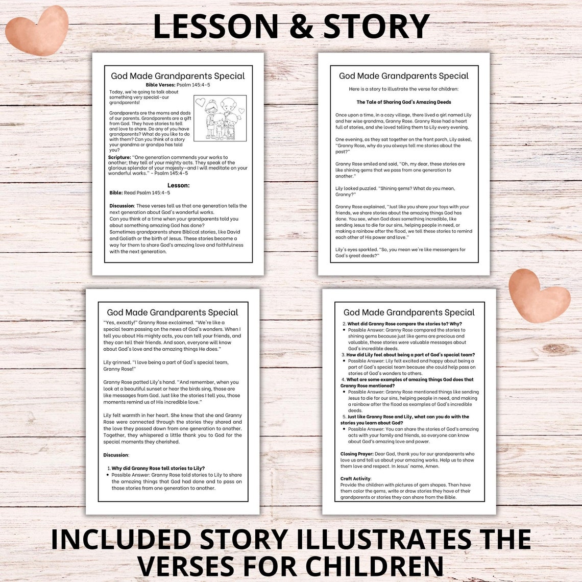 Grandparents Day Sunday School Printable Bundle, Grandparents Bible ...