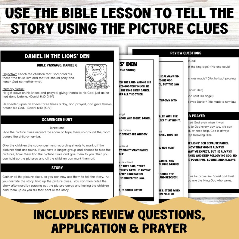 Daniel in the Lions Den Bible Lesson Scavenger Hunt Activity Prek ...