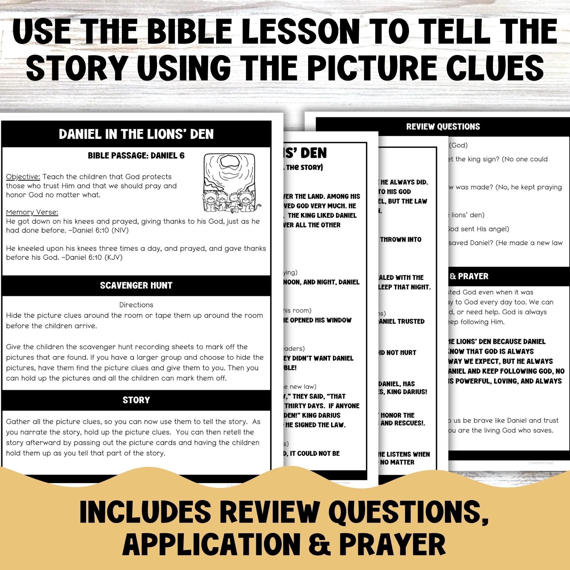 Daniel in the Lions Den Bible Lesson Scavenger Hunt Activity Prek ...