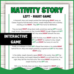 Nativity Story Left Right Game Bible Activity, Christmas Sunday School ...