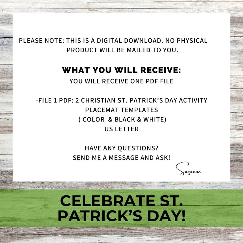 St. Patricks Day Bible Activity Coloring Placemat, Christian St ...