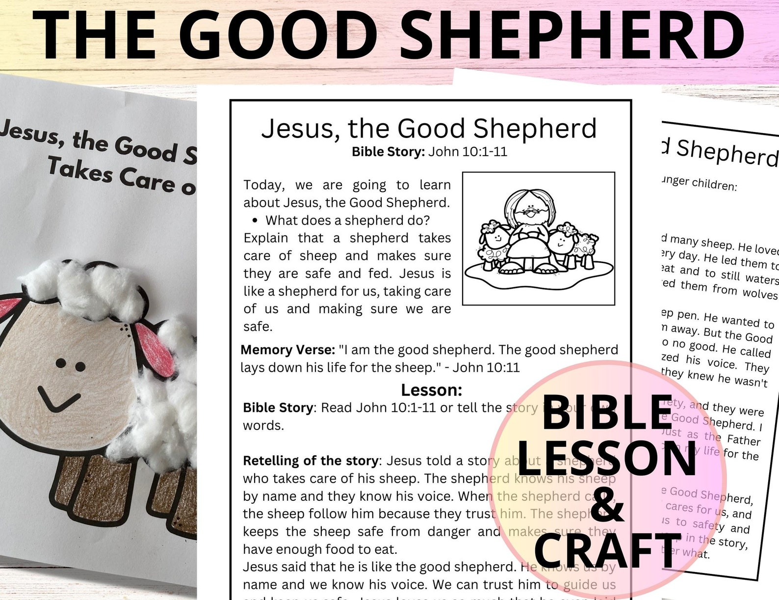 The Good Shepherd Bible Teaching Posters, John 10 Bible Wheel Craft ...