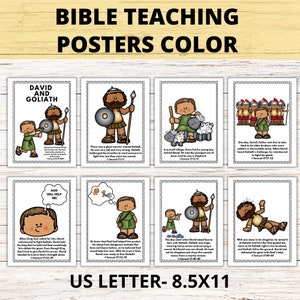 David and Goliath Bible Lesson Teaching Posters and Bible Wheel Craft ...