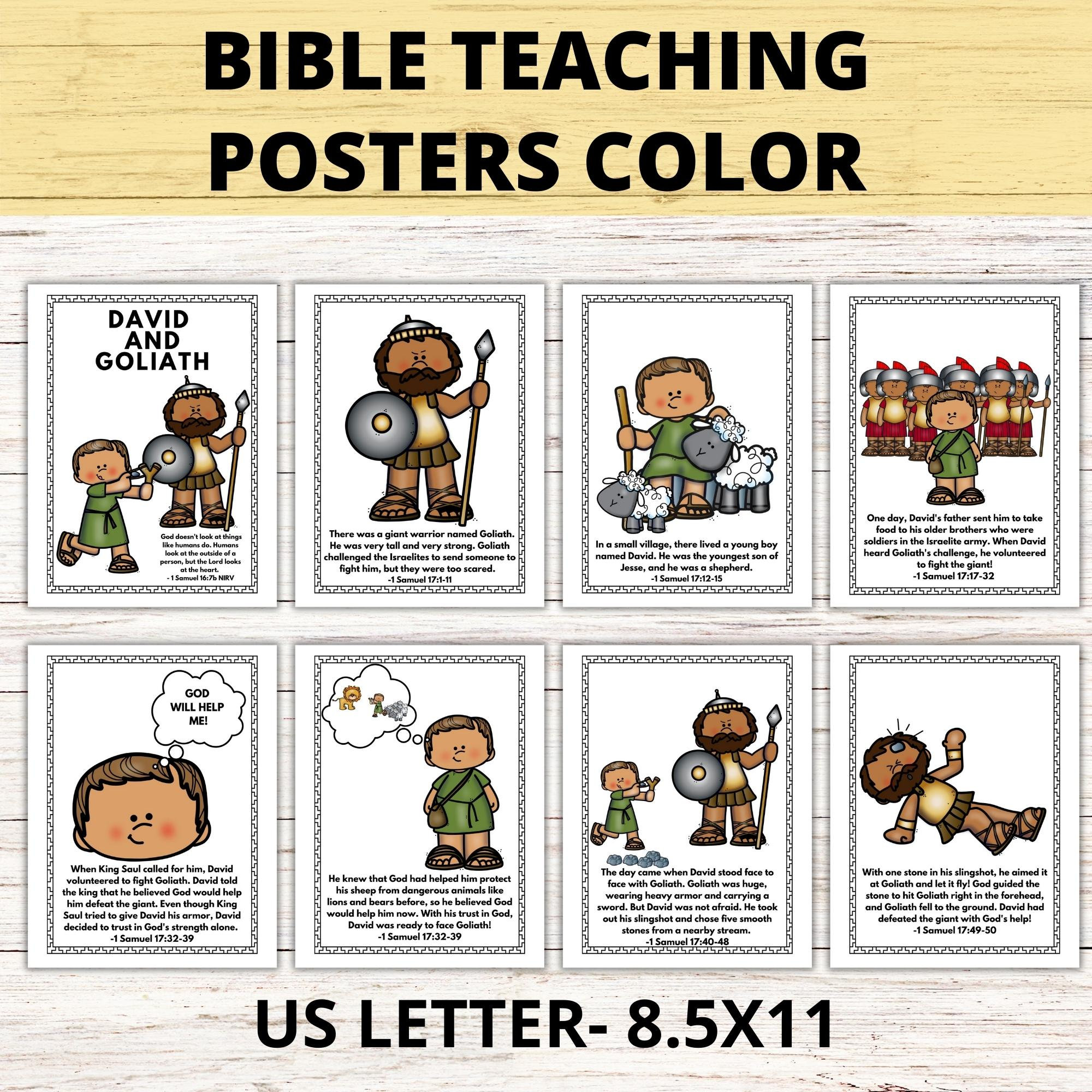 David and Goliath Bible Lesson Teaching Posters and Bible Wheel Craft ...