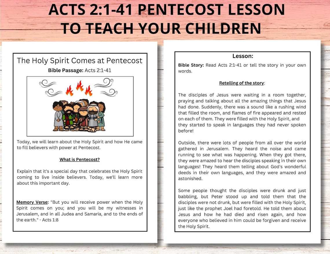 Pentecost Bible Lesson Acts 2:1-41 Bible Story Craft, Sunday School ...