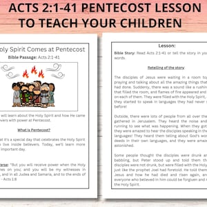 Pentecost Bible Lesson Acts 2:1-41 Bible Story Craft, Sunday School ...