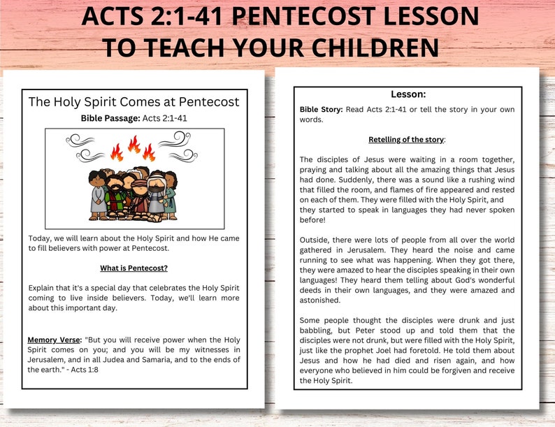 Pentecost Bible Lesson Acts 2:1-41 Bible Story Craft, Sunday School ...