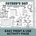 Fathers Day Bible Activity Coloring Placemat, Fathers Day Church Games ...