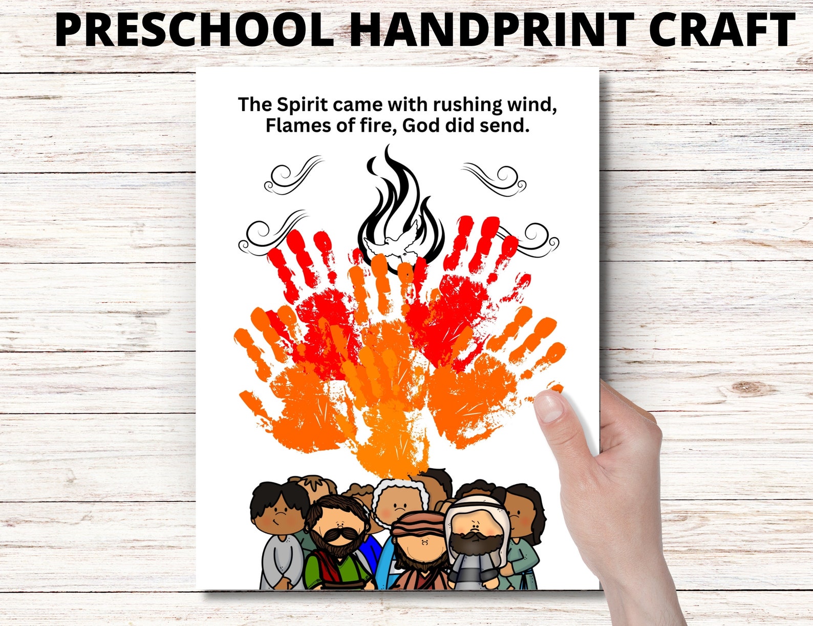 Pentecost Handprint Craft Acts 2 Bible Story, Handprint Art Activity ...