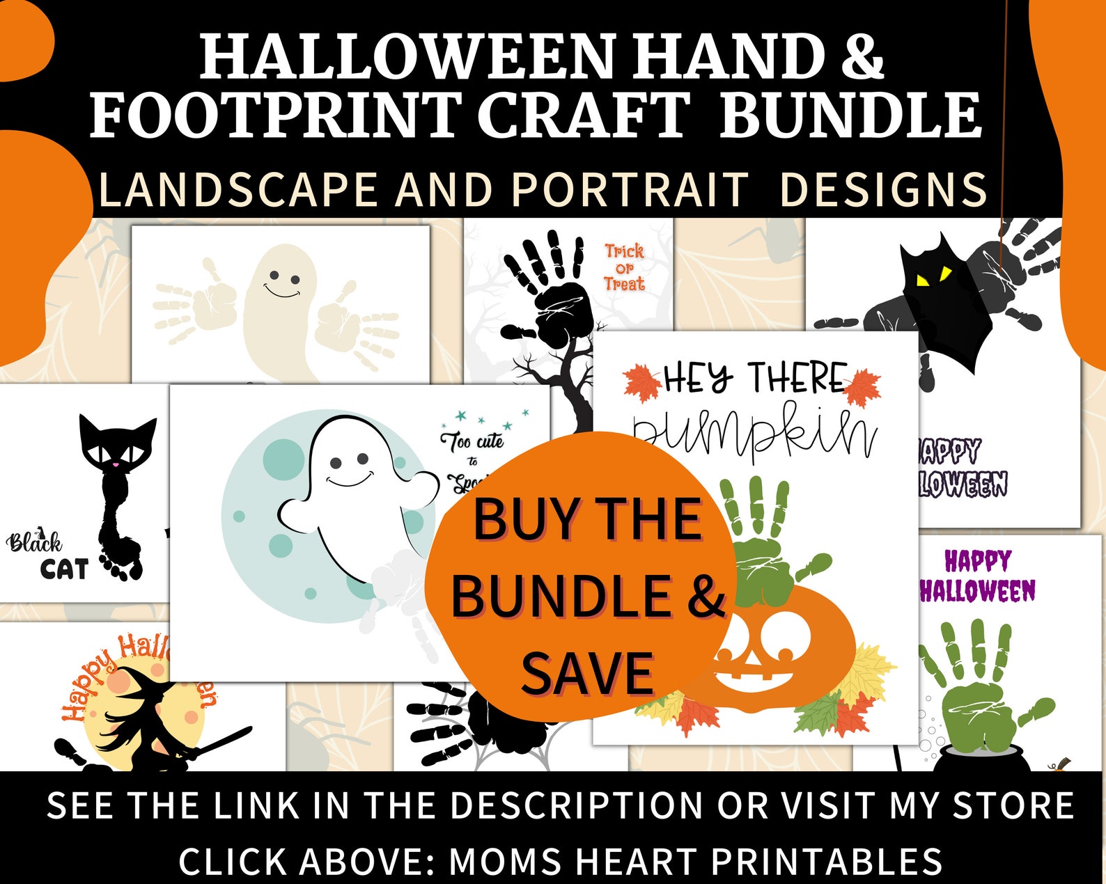 Halloween Handprint Craft, October Handprint Activity for Toddlers ...