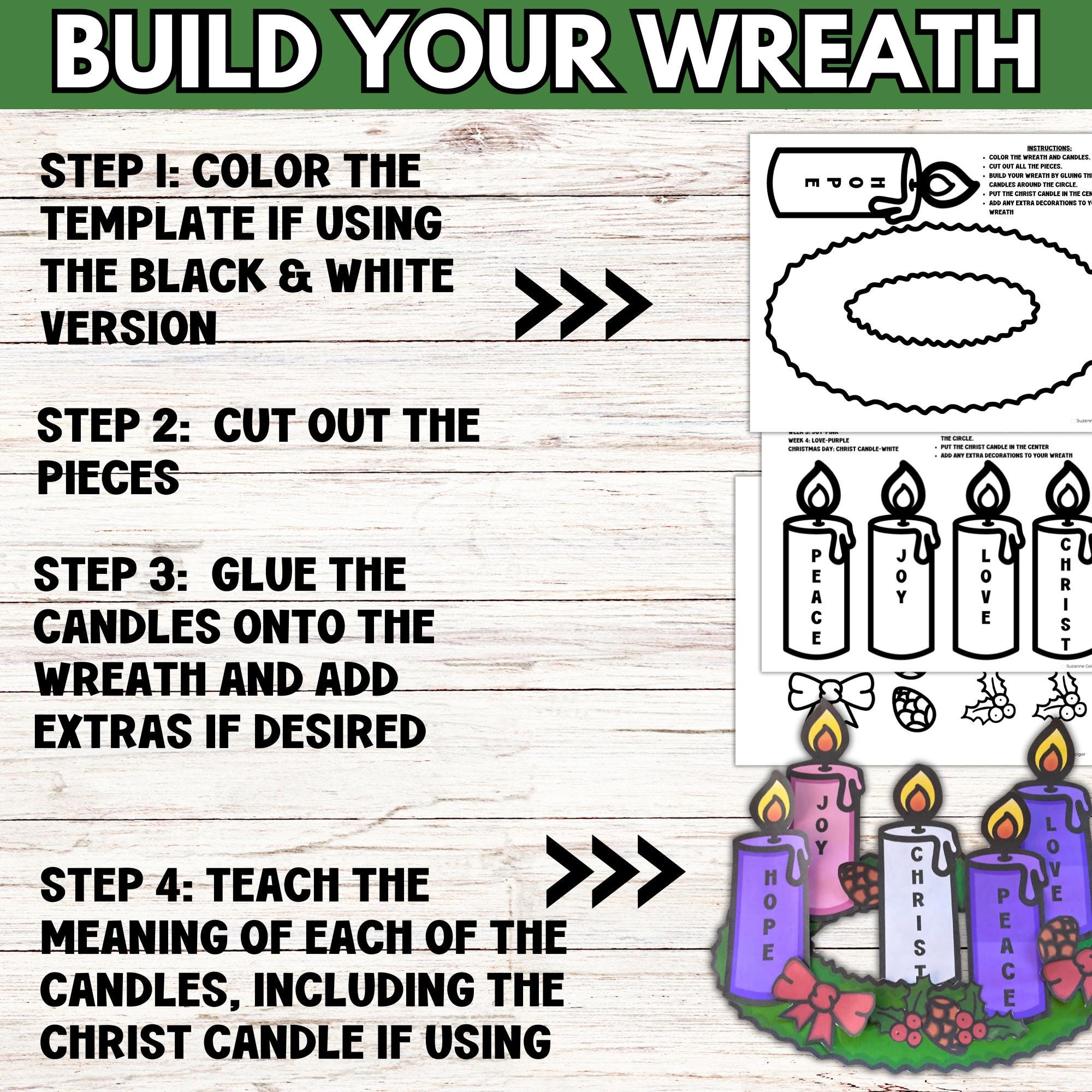 Advent Wreath Craft Printable for Kids, Christian Christmas Bible ...