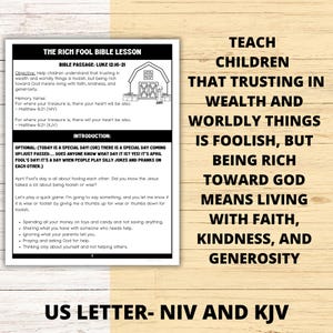 Parable of the Rich Fool Bible Lesson Craft Activity for Kids, April ...