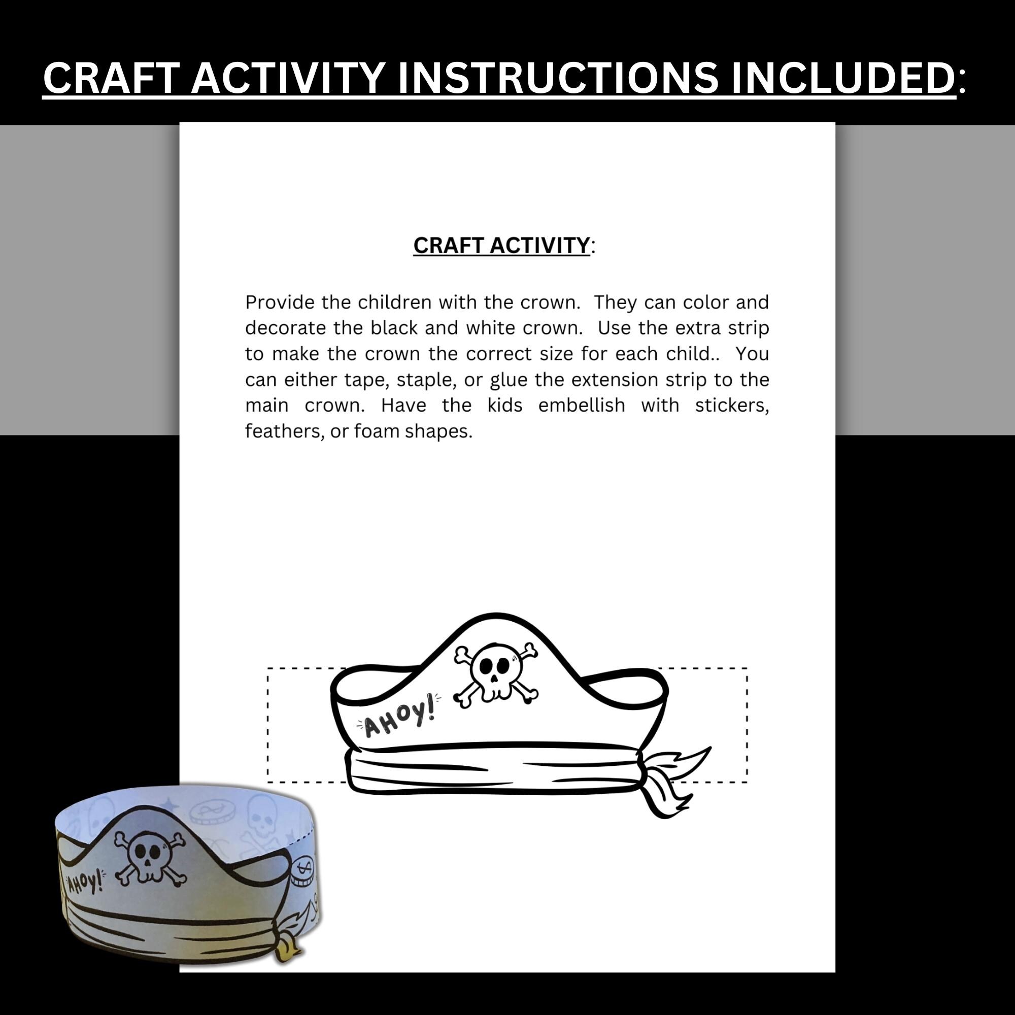 Pirate Day Paper Crown Craft Activity Printable, Paper Pirate Hat Party ...