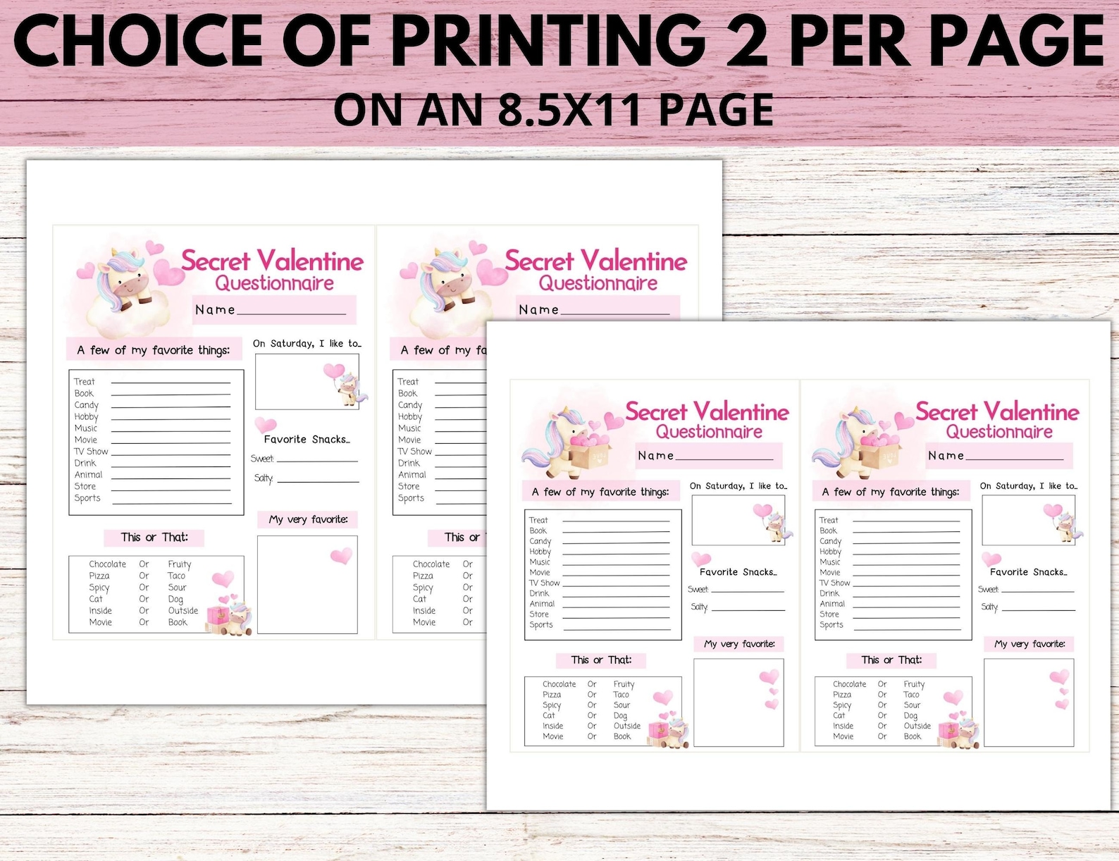 Secret Valentine Questionnaire, Valentine's Day Secret Valentine ...