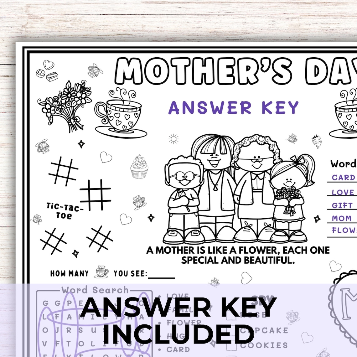 Mothers Day Bible Activity Coloring Placemat, Mothers Day Church Games ...