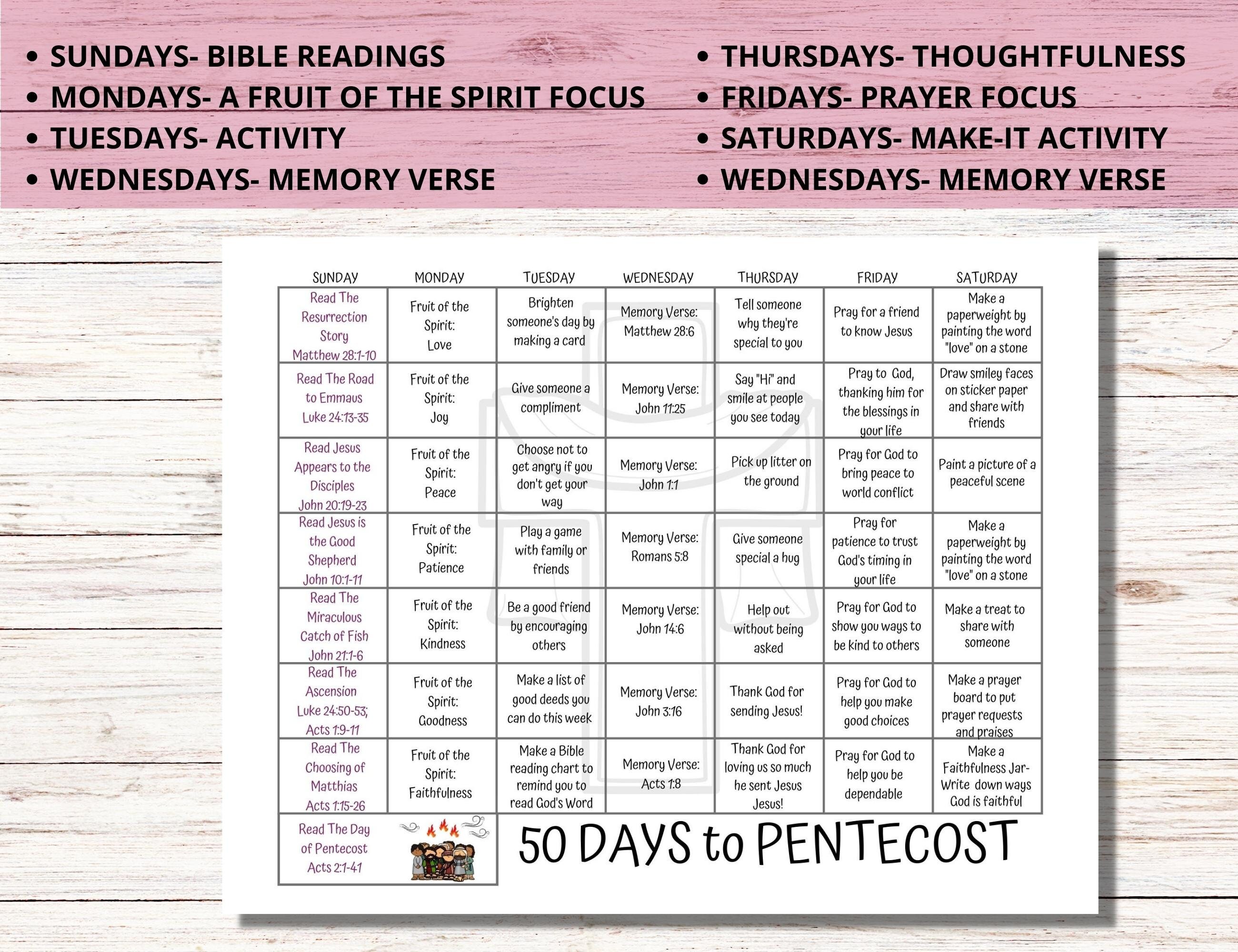 Pentecost Activity Calendar for Kids, Fruit of the Spirit Study, Faith ...