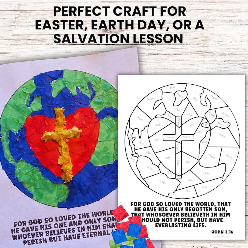God so Loved the World Torn Paper Bible Craft, John 3:16 Sunday School ...