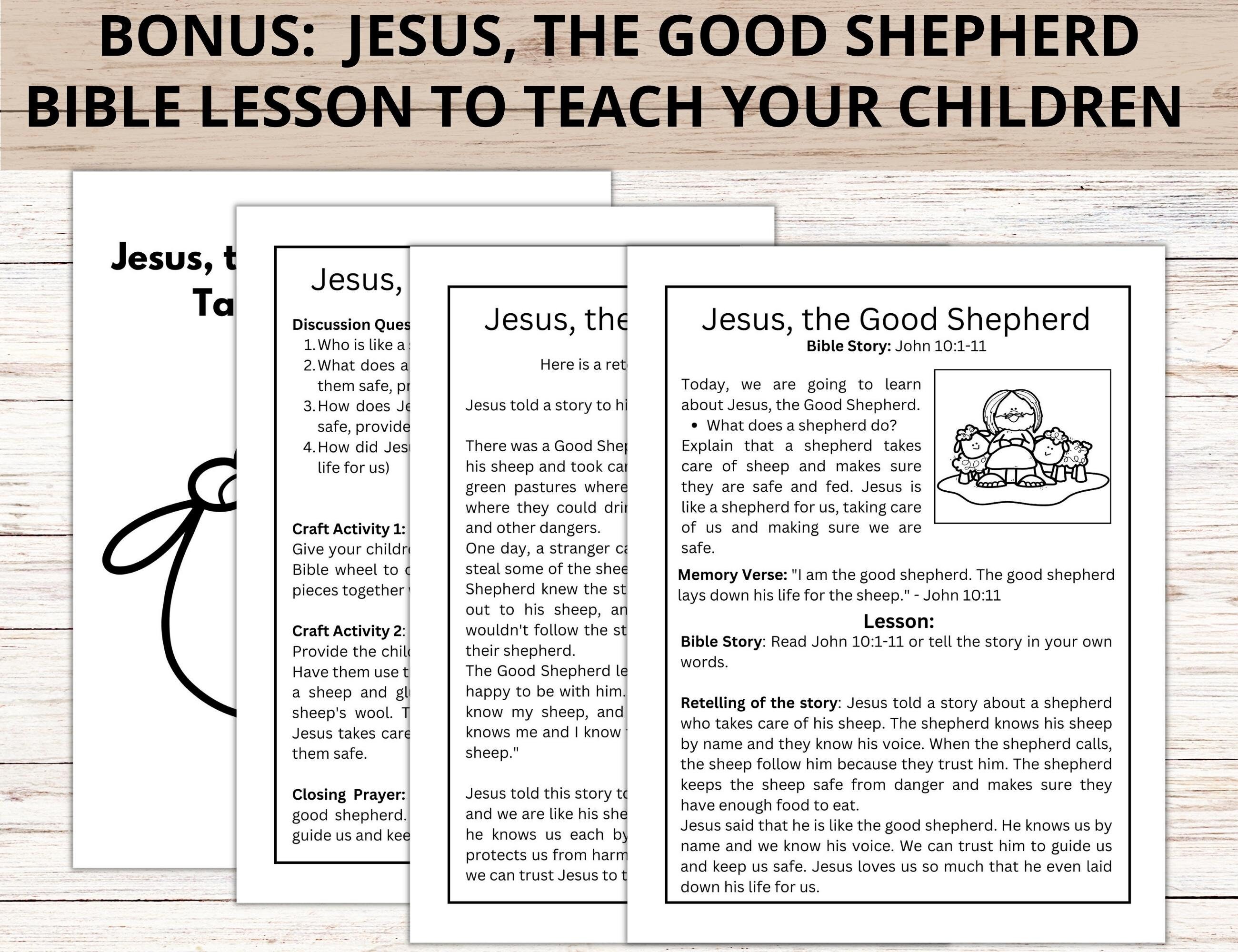 Jesus the Good Shepherd Bible Spinner Craft, John 10:1-16 Bible Lesson ...