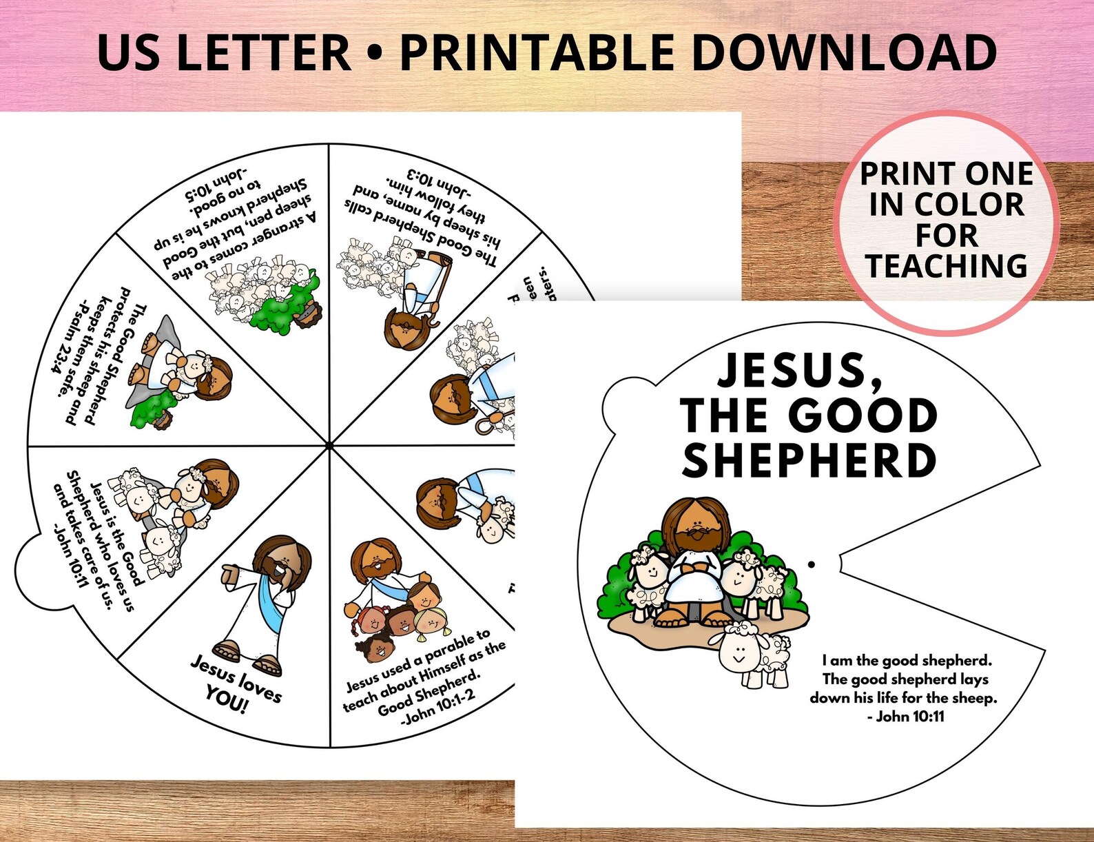 The Good Shepherd Bible Wheel Craft, John 10:1-16 Bible Lesson, Sunday ...