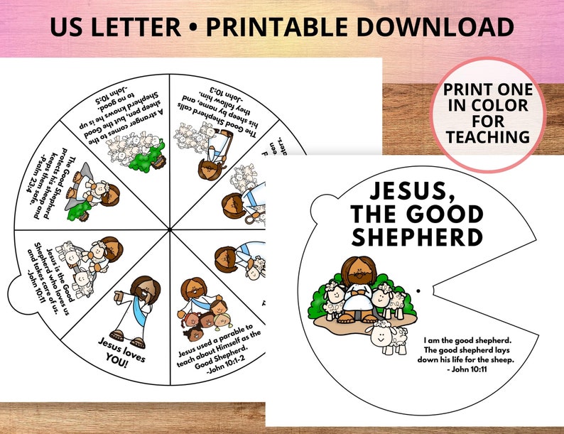 The Good Shepherd Bible Wheel Craft, John 10:1-16 Bible Lesson, Sunday ...