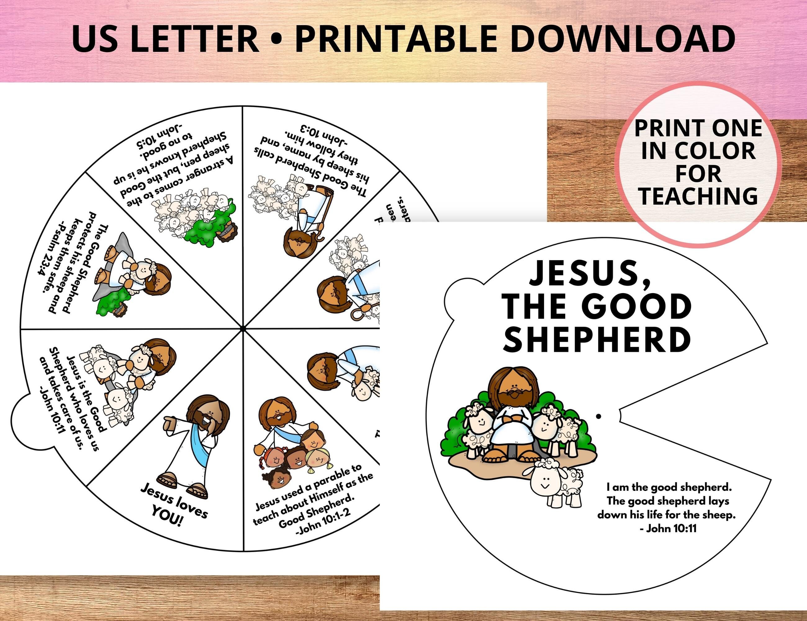 The Good Shepherd Bible Wheel Craft, John 10:1-16 Bible Lesson, Sunday ...
