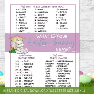 What's Your Bunny Name, Easter Bunny Name Game for Kids and Adults ...