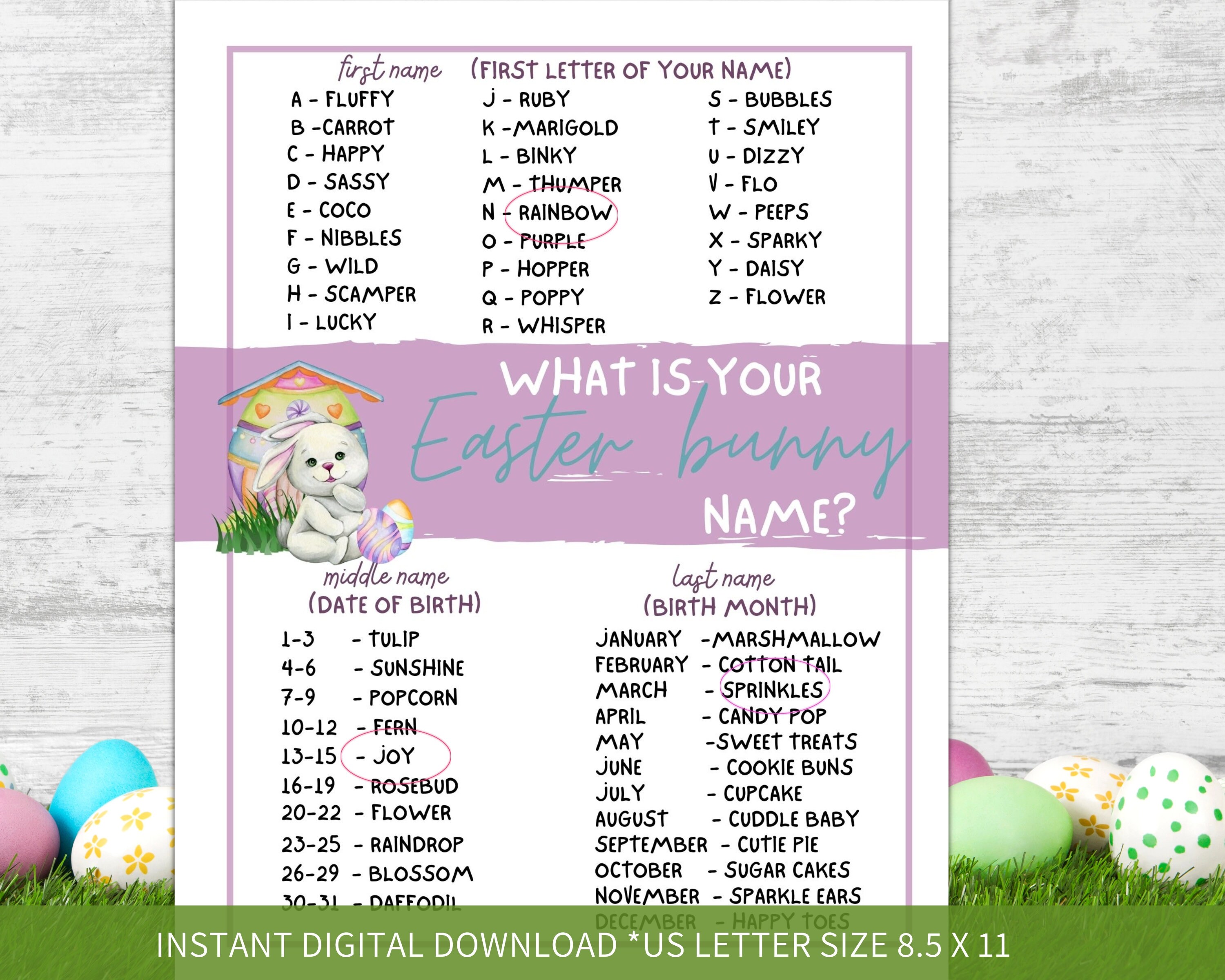 What's Your Bunny Name, Easter Bunny Name Game for Kids and Adults ...