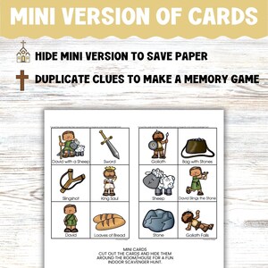 David and Goliath Bible Lesson Scavenger Hunt Activity Prek, Sunday ...