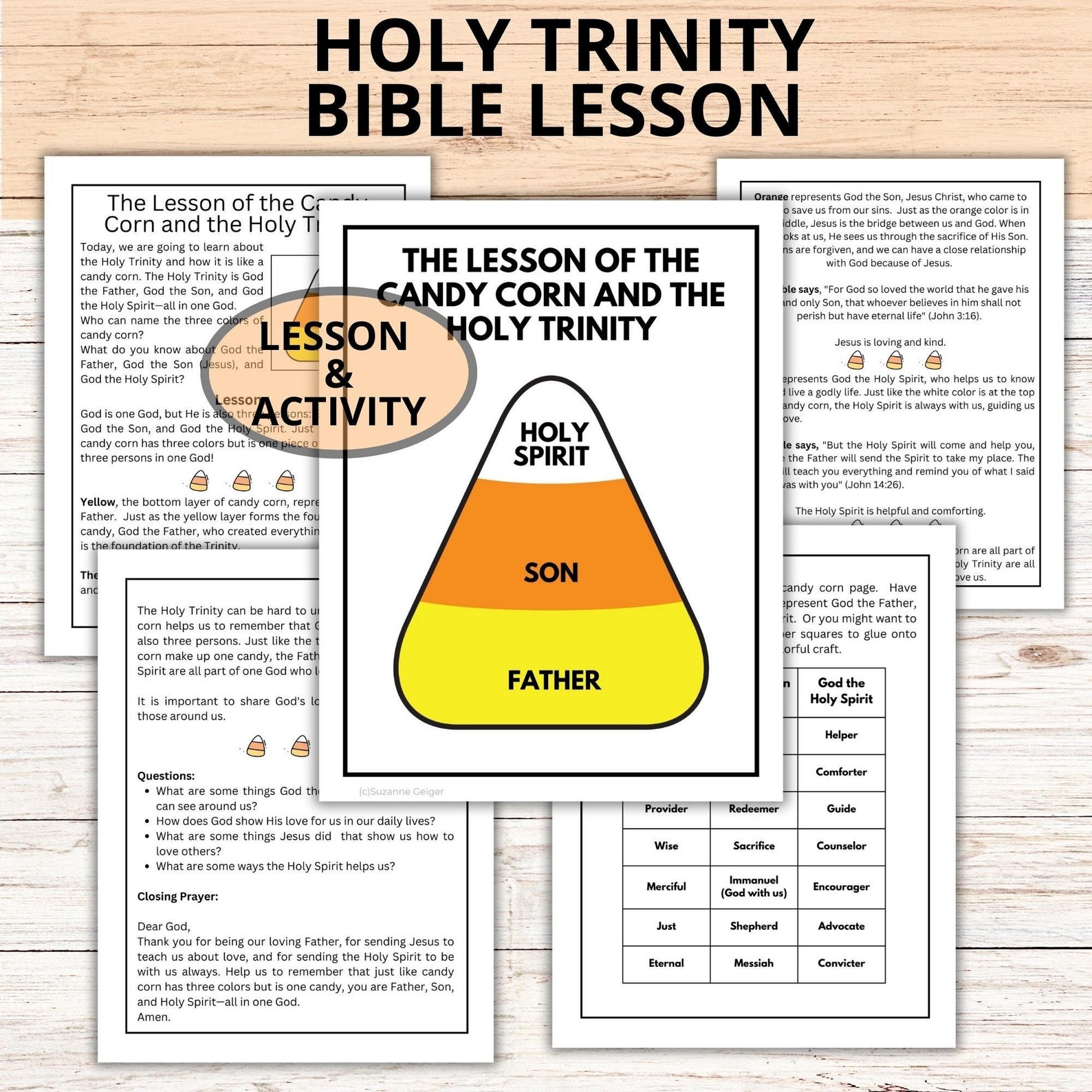 Holy Trinity Bible Lesson for Kids, Candy Corn Printable Sunday School ...