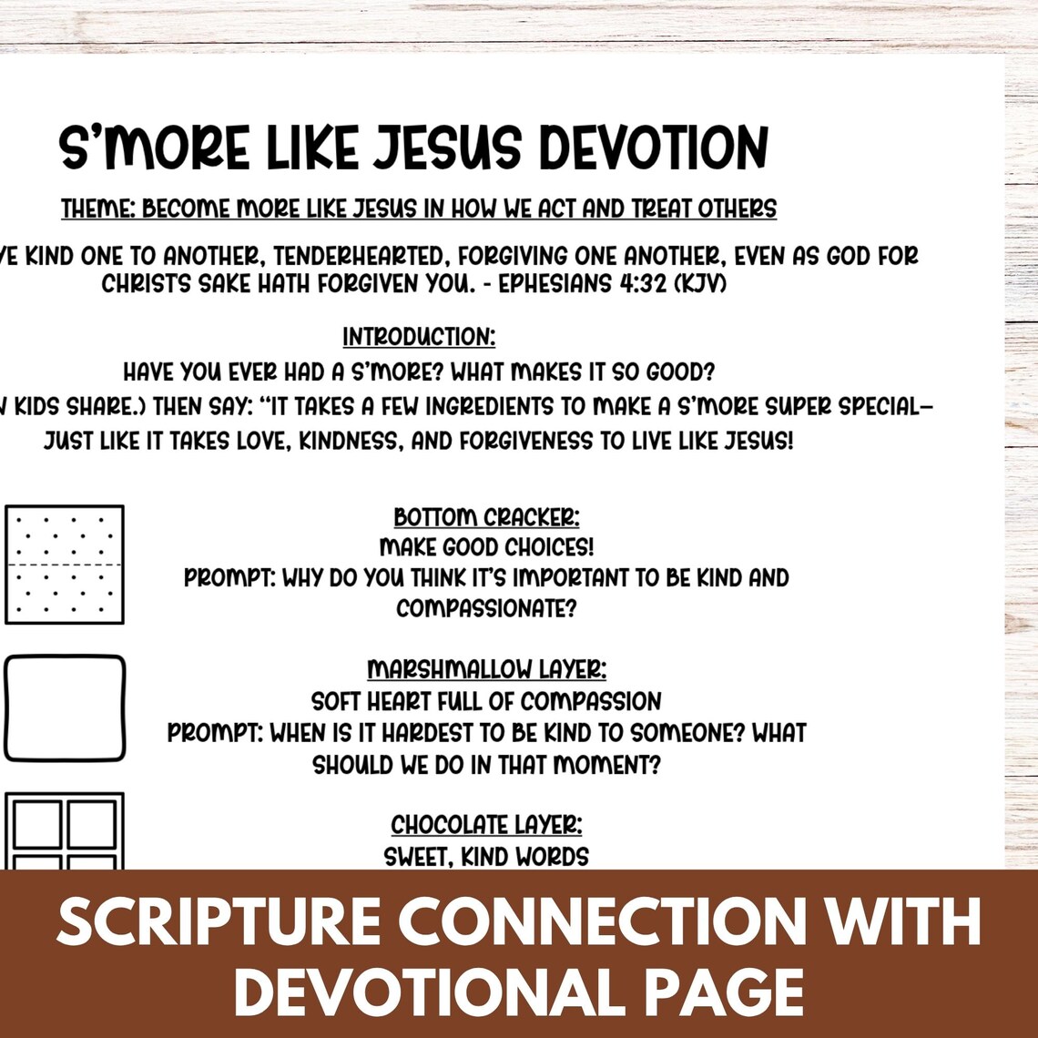 Summer VBS Bible Craft Activity Printable, S'more Like Jesus Summer ...