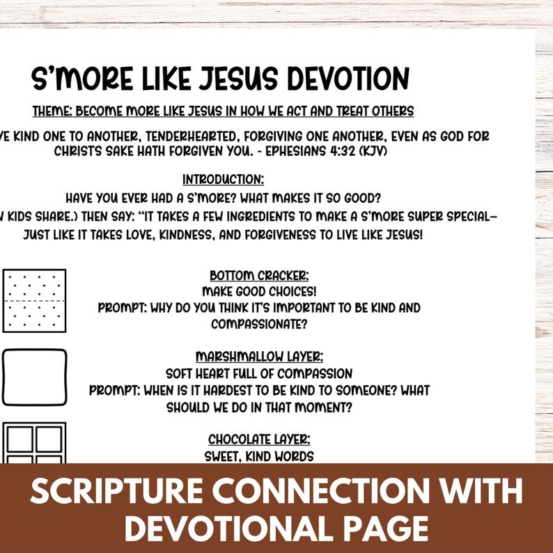 Summer VBS Bible Craft Activity Printable, S'more Like Jesus Summer ...