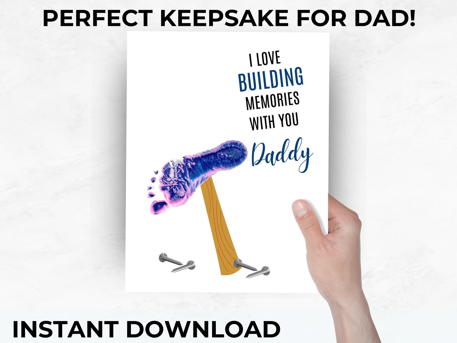 Fathers Day Footprint Printable Craft Gift for Dad, DIY Dad Keepsake ...