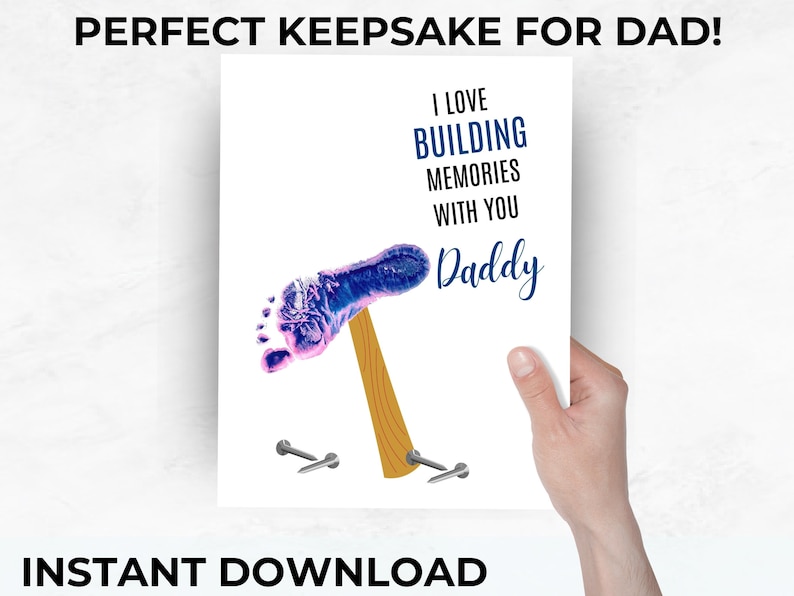 Fathers Day Footprint Printable Craft Gift for Dad, DIY Dad Keepsake ...