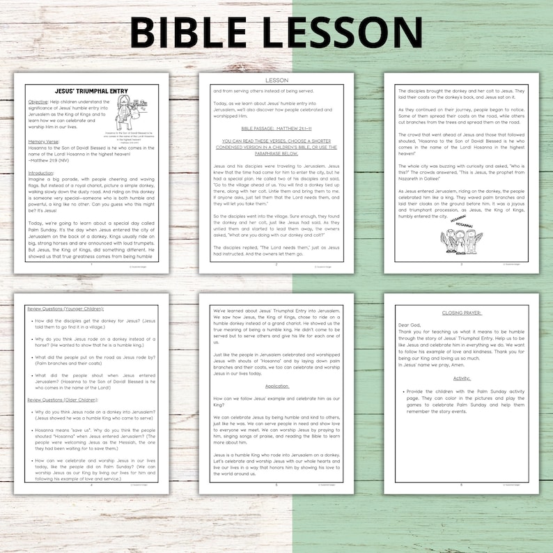Palm Sunday Bible Lesson and Activity, Triumphal Entry Printable Bible ...