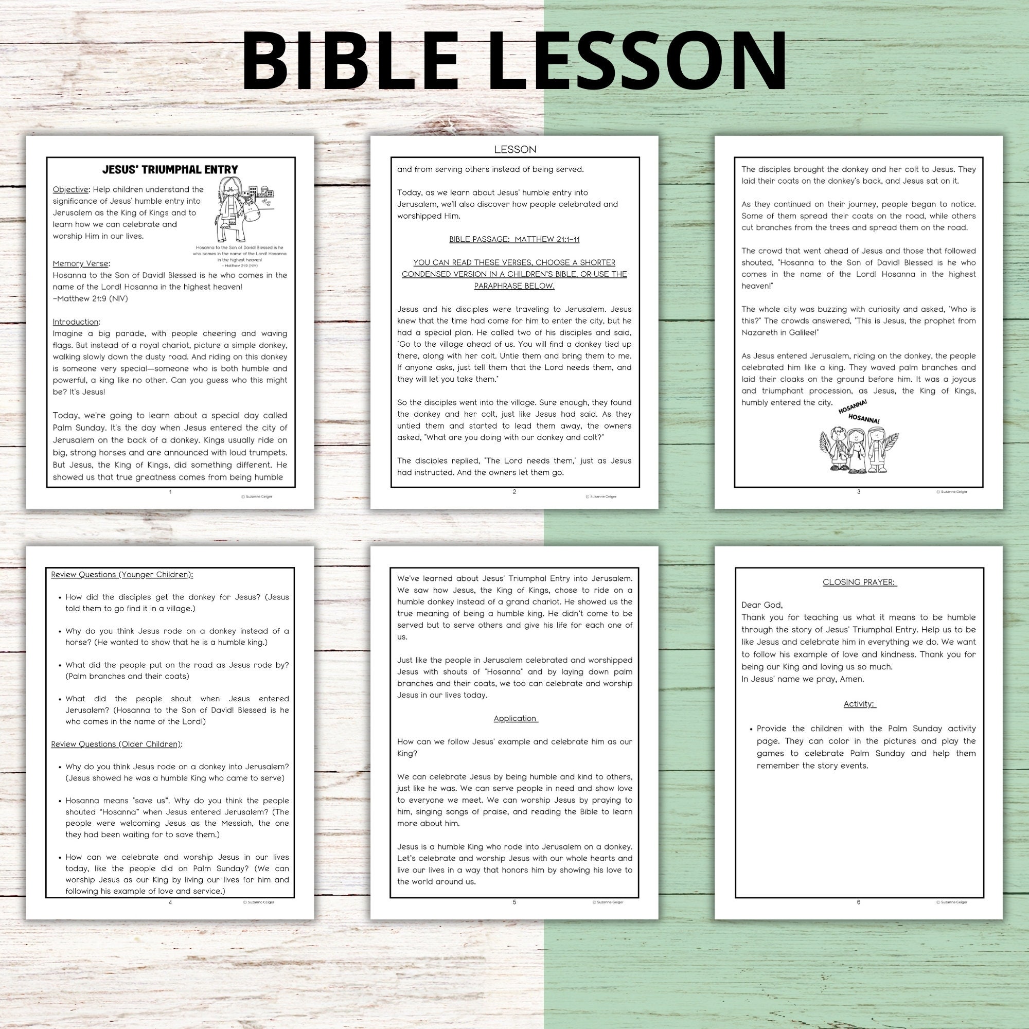 Palm Sunday Bible Lesson and Activity, Triumphal Entry Printable Bible ...