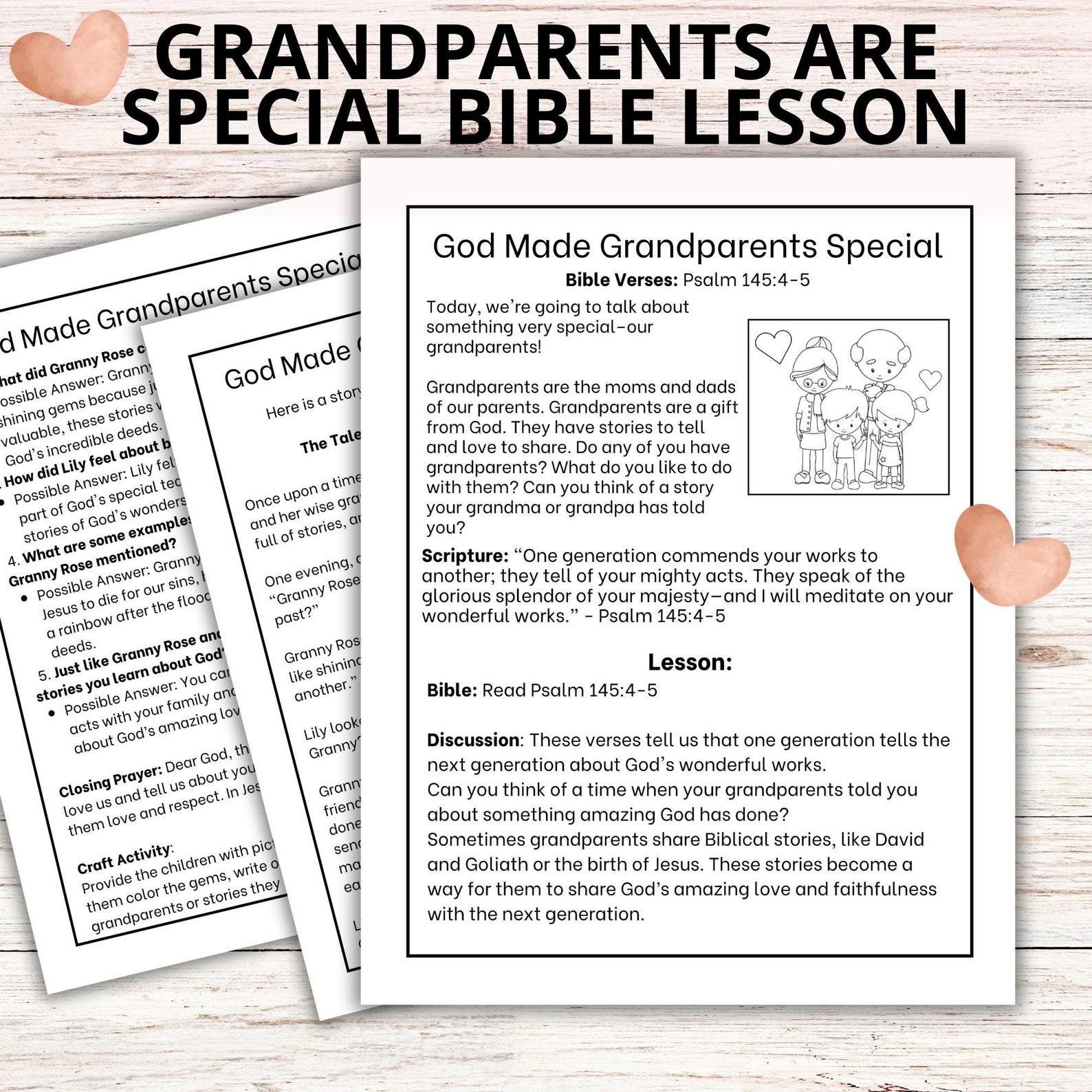 Grandparents Day Sunday School Printable Bundle, Grandparents Bible ...