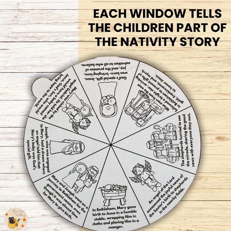 The Nativity Story Coloring Wheel Craft Printable for Kids, Christmas ...
