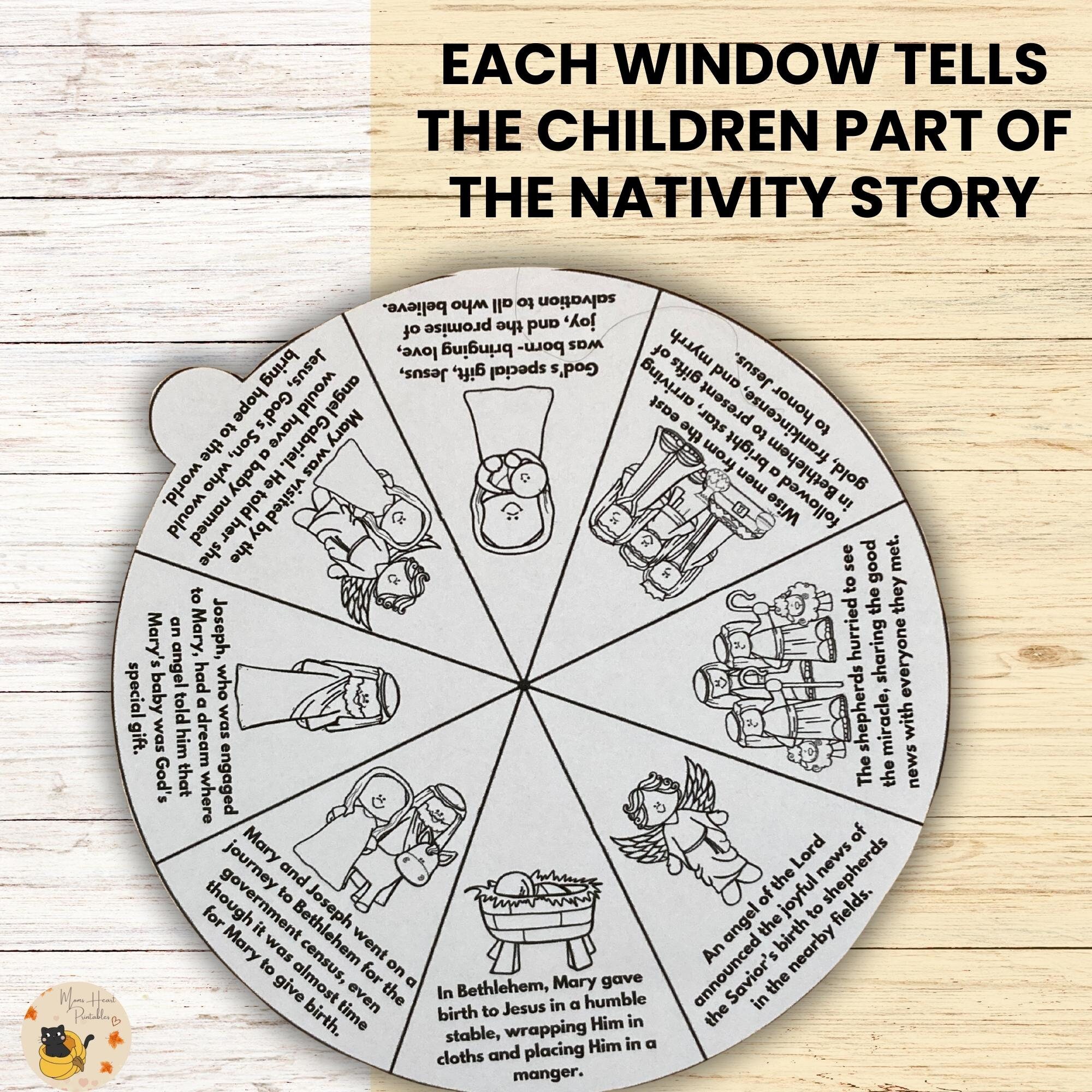 The Nativity Story Coloring Wheel Craft Printable for Kids, Christmas ...