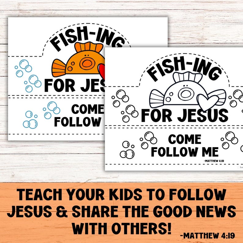 Follow Jesus Bible Crown Craft Activity, Fishing for Jesus Matthew 4:19 ...