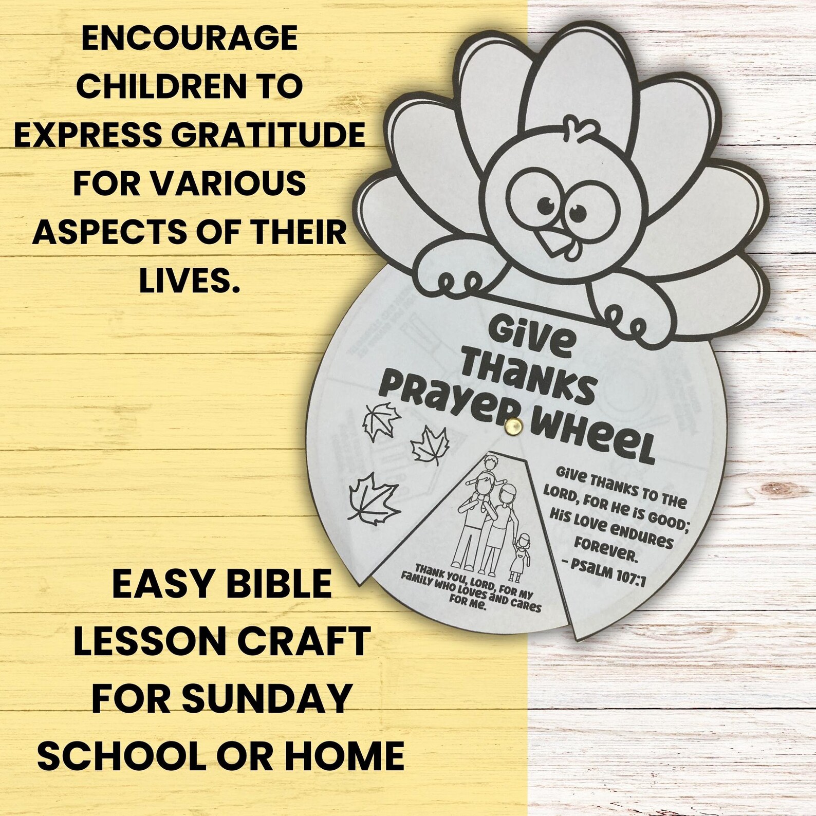 Give Thanks Thanksgiving Bible Lesson and Prayer Wheel for Kids ...