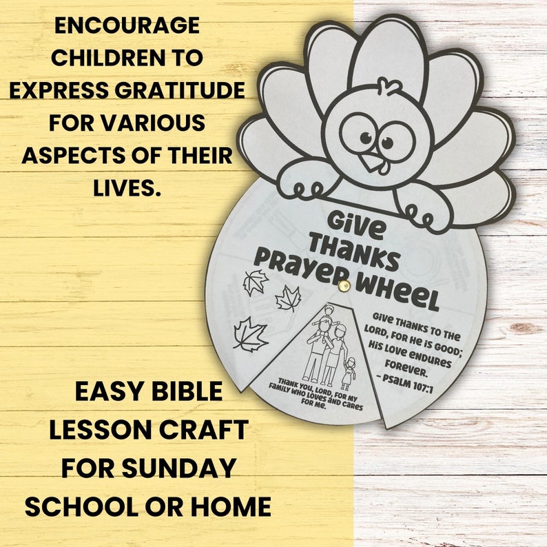 Give Thanks Thanksgiving Bible Lesson and Prayer Wheel for Kids ...