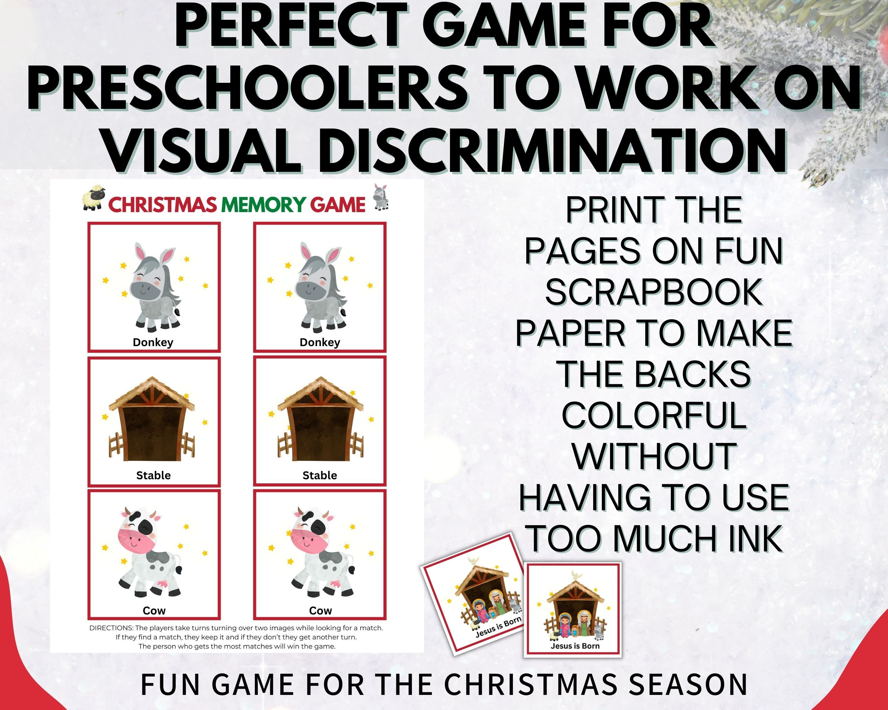 Christmas Nativity Memory Game for Toddlers & Preschoolers, Printable ...