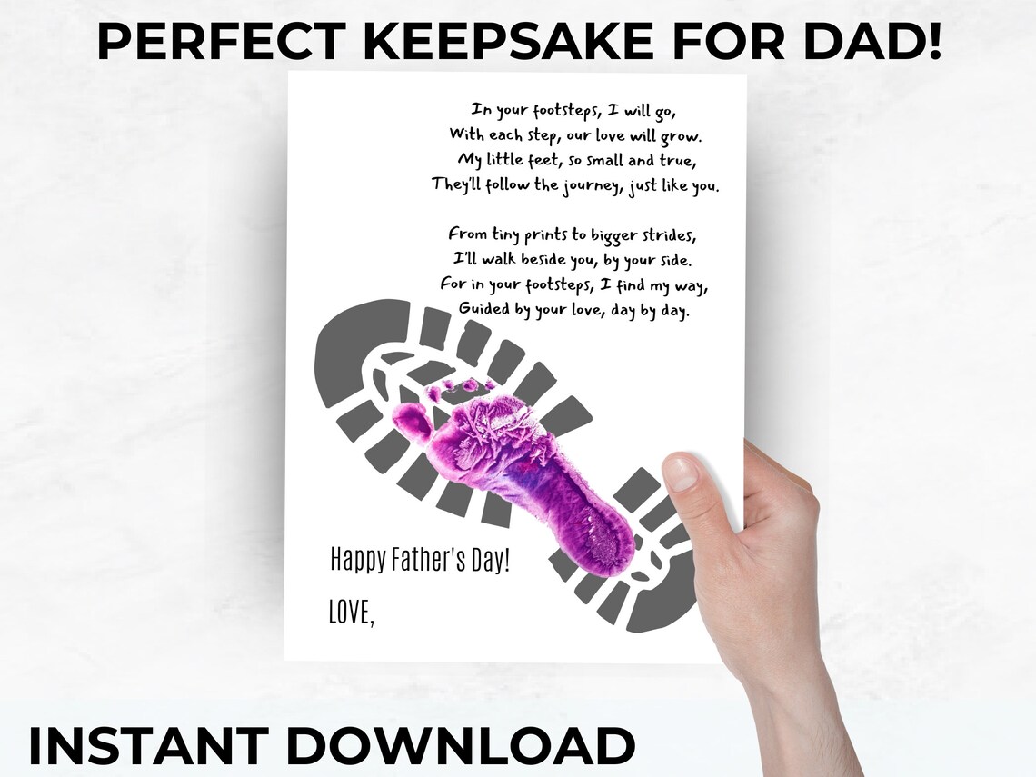 Fathers Day Footprint Craft Gift for Dad, DIY Printable Dad Keepsake ...